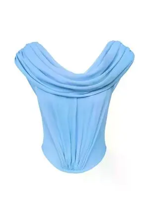 POST MERIDIEM POST MERIDIEM Draped Cowl Neck Sleeveless Top Blue