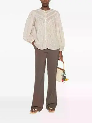 MAISON123 Devon Floral-print Lace-trim Blouse