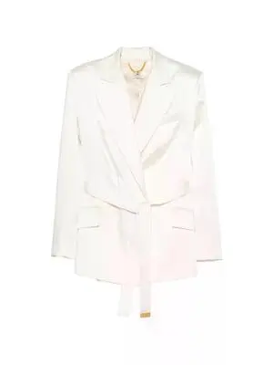 Elisabetta Franchi Belted Satin-finish Blazer