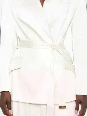 Elisabetta Franchi Belted Satin-finish Blazer