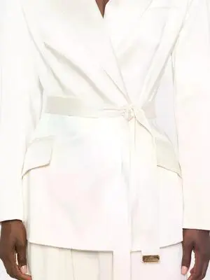 Elisabetta Franchi Belted Satin Blazer - Neutrals