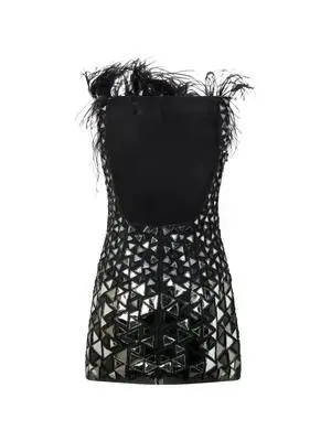 Alberta Ferretti Feather-trim Metallic-effect Tank Top