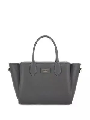 Emporio Armani Logo-patch Pebbled Tote Bag - Grey