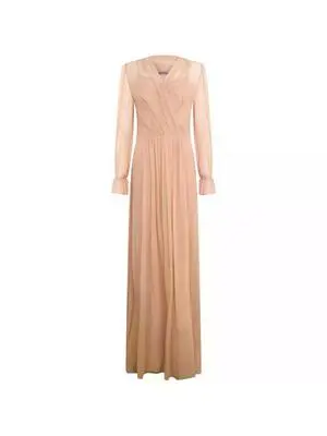 Alberta Ferretti Sheer Sleeve Maxi Dress - Neutrals