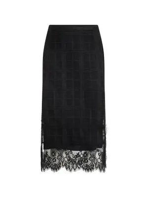 Alberta Ferretti Lace-embroidered Checkered Midi Skirt