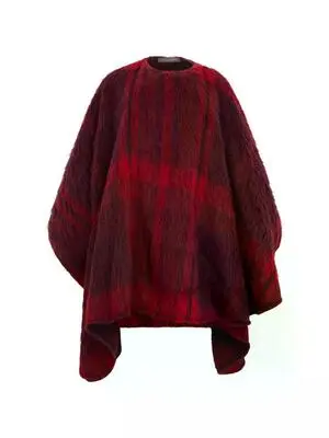 Alberta Ferretti Mohair-blend Check Poncho