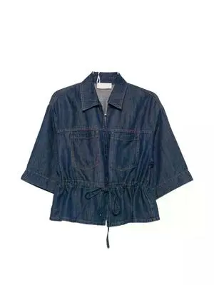 I BLUES Drawstring-waist Peplum-hem Shirt - Blue
