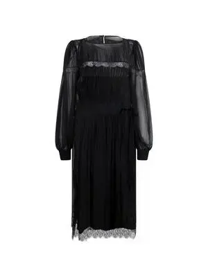 Alberta Ferretti Lace-trimmed Silk Midi Dress