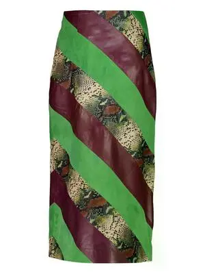 PAULA Button Leather Skirt