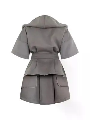 Alberta Ferretti Belted Hooded Jacket - Grey