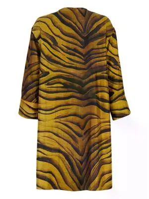 PAULA Buttoned Silk Twill Dress With Tiger Print