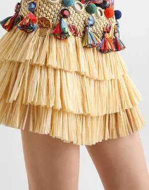 Dolce & Gabbana Raffia Miniskirt With Applications Skirts