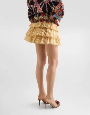 Dolce & Gabbana Raffia Miniskirt With Applications Skirts