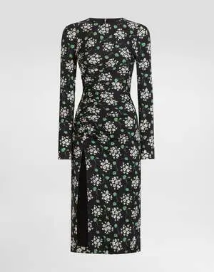 Dolce & Gabbana Geranium Bouquets-print Charmeuse Dress Dresses