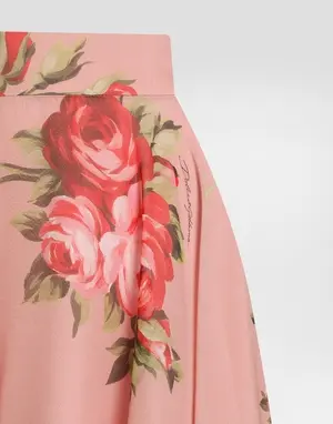 Dolce & Gabbana Rose Bouquet-print Chiffon Circle Skirt