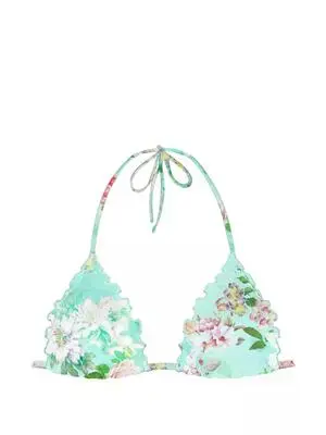 MC2 SAINT BARTH Floral-print Scalloped-trim Bikini Top
