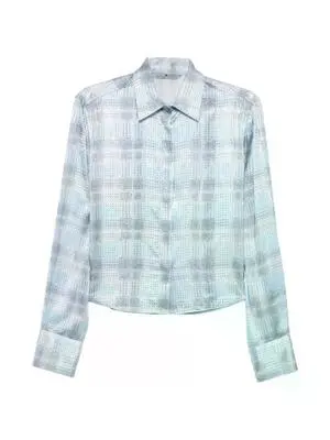 Ermanno Scervino Crystal-embellished Checked Shirt - Blue