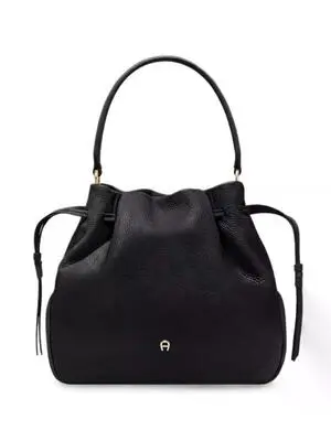 AIGNER Medium Paola Drawstring Bucket Bag - Black