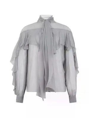 Alberta Ferretti Ruffle-detail Blouse - Grey