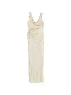 Versace Ruched Maxi Dress - Neutrals