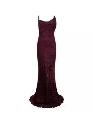 Alberta Ferretti Cowl-neck Maxi Dress - Red