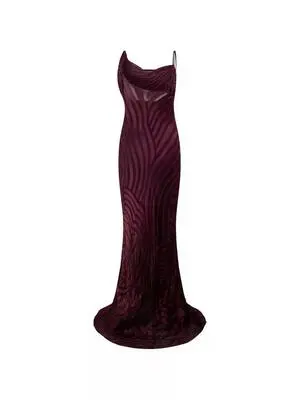 Alberta Ferretti Cowl-neck Maxi Dress