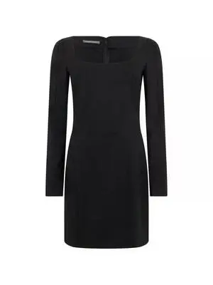 Alberta Ferretti Square Neck Long Sleeve Mini Dress - Black
