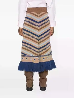 Alanui Striped Fringed-hem Midi Skirt
