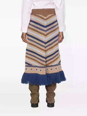 Alanui Striped Fringed-hem Midi Skirt - Neutrals