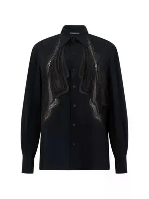 Alberta Ferretti Lace-embellished Long-sleeved Shirt - Black