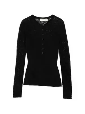Zimmermann Lace Panelled Ribbed-knit Sweater - Blue