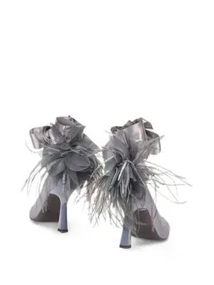 Alberta Ferretti Feather-embellished Bow-detail Pumps