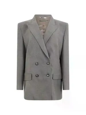Alberta Ferretti Double-breasted Structured-shoulder Blazer - Grey