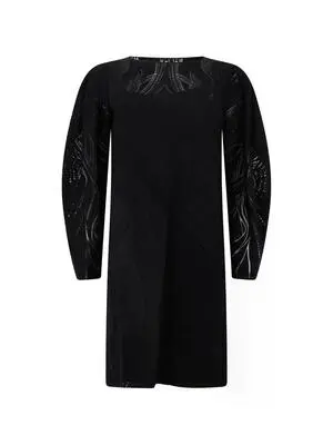 Alberta Ferretti Patterned Long Sleeve Mini Dress - Black