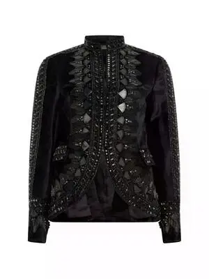 Alberta Ferretti Embellished Velvet Jacket - Black