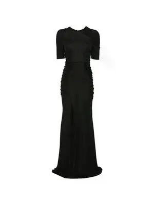 Victoria Beckham Ruched Floor-length Maxi Dress - Black