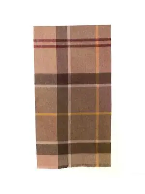 Barbour Check-pattern Fringed Scarf - Brown