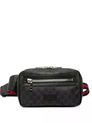 Gucci 2000-2015 Gg Supreme Web Night Courrier Belt Bag - Black