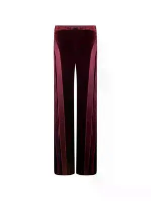 Alberta Ferretti Velvet-panelled Straight Trousers - Red