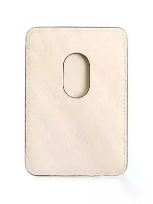 Valentino Garavani Rockstud Magnetic Card Holder In Grainy Calfskin - Neutrals