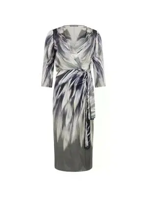 Alberta Ferretti Abstract-print Satin Midi Dress