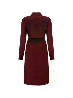 Alberta Ferretti Rose Print Silk Midi Shirt Dress