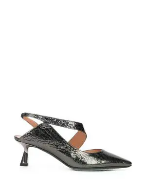Alberta Ferretti Lizard-effect Pointed-toe Pumps - Black