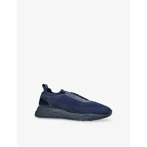 Santoni Technical-knit Low-top Trainers - Navy