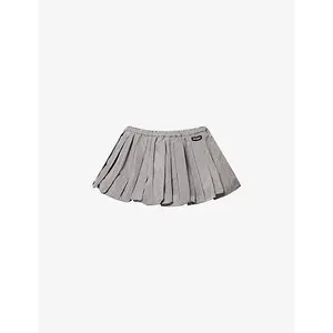 Miu Miu Pleated Technical Woven Mini Skirt 6 Piombo