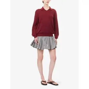 Miu Miu Pleated Technical Woven Mini Skirt - Piombo