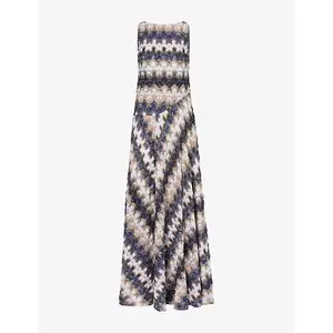 Missoni Sleeveless Raschel Lace Lamé Knitted Maxi Dress - Multi Blue White