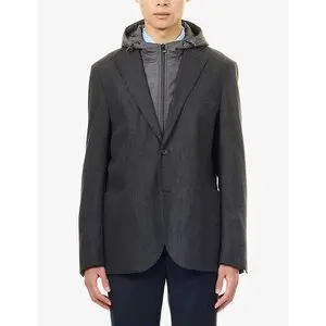 Corneliani Hooded Cashmere-flannel And Wool Jacket