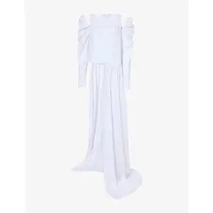 REEM ALKANHAL Moudi Asymmetrical Cotton-blend Top