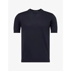 John Smedley Short-sleeve Knitted Cotton T-shirt - Navy